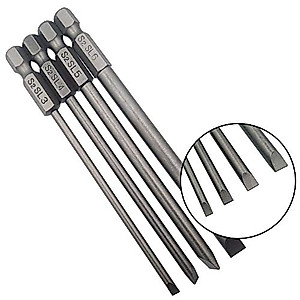 Wolfride 16pcs Long Magnetic Screwdriver Bits Set Slotted+Cross+Torx+Hex Drill Bit Set 1/4 Inch Hex Shank 100mm Length