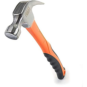 Edward Tools 16 oz Claw Hammer with Fiberglass Handle - All Purpose Hammer with Forged Hardened Steel Head - Ergo Shock Absorbing Rubber Grip