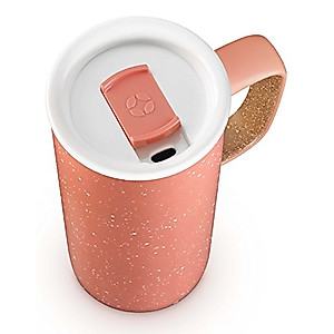 Ello Campy Vacuum Insulated Travel Mug with Leak-Proof Slider Lid and Comfy Carry Handle, Perfect for Coffee or Tea, BPA Free, Georgia Peach, 18oz