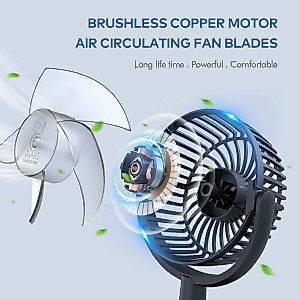 Small Personal USB Powered Fan with 4 Speeds, Portable Desk Fans with 310° Rotation, Mini Powerful Table Fans, Ultra Quiet Air Cooling Fan for Office, Bedroom, Easy to Store, Strong, Compact-Black