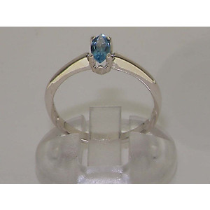925 Sterling Silver Real Genuine Blue Topaz Womens Statement Ring - Size 11