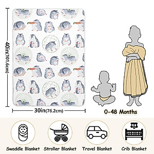 Nnamluu 30"X40" Baby Cotton Blanket Cute Gray Hamster Nursery Blankets for Infants Receiving Blanket Swaddle Blanket