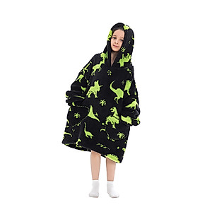 Pterygoid Wearable Blanket Hoodie for Kids,Toddler Oversized FLeece Hooded Sweatshirt with Pocket for Children Girls Boys