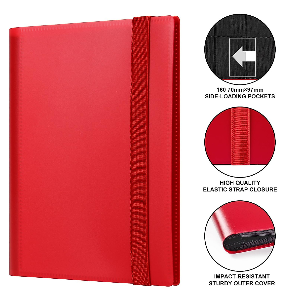 GEAoffice 4 Pocket Card Binder - 2 x 2 Trading Card Collection Album Folder - 160 Side Loading Pocket Binder for TCG, MTG, Sports&Game Cards - Gifts for Card Collector Girls (Red)