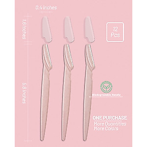 Eyebrow Razor for Women, 12 Pcs Dermaplaning Tool for Face Professional, Face Razor for Women Facial Hair Remover (Wheat Pink)