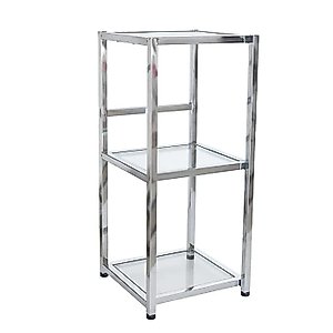 Cambria Studio 3B Mercer 3 Tier Tower Shelving Unit Chrome 13.11 inch L x 13.11 inch W x 29.53 inch H, Silver
