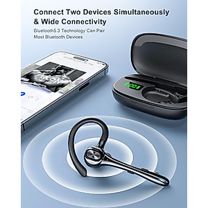 Earbuds Wireless Earpiece Bluetooth Headset with Noise Canceling Mic 160H Standby Time Hands Free Earphones Single Ear Headphone for iphone Android Samsung Cell Phones PC TV Computer Game Trucker Work