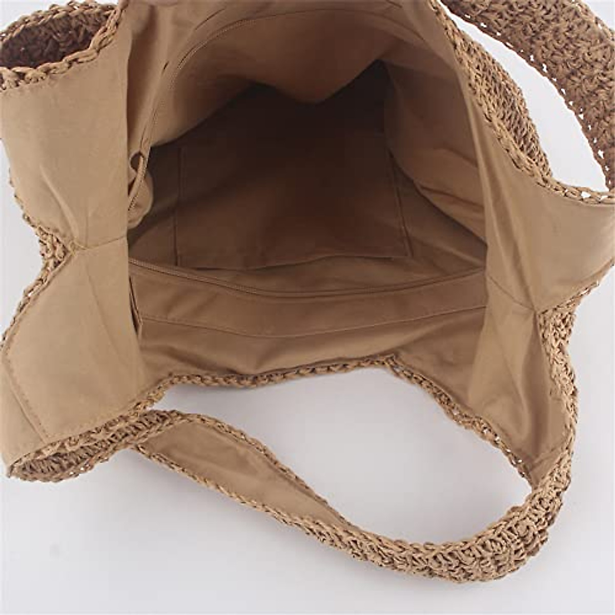 Straw Bag for Women Summer Handmade Beach Bag Soft Woven Tote Bag Large Weaving Shoulder Bag Purse Straw Handbag for Vacation (AK-4)