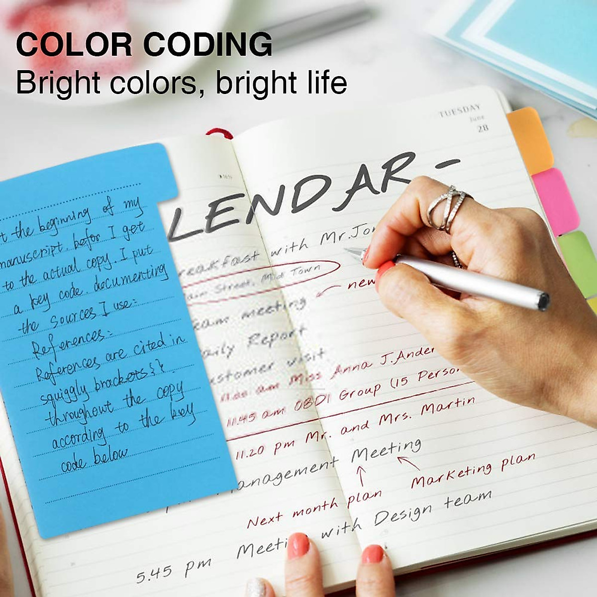 Sticky Notes Set, Hommie Colored Divider Self-Stick Notes Pads Bundle, Prioritize with Color Coding, 60 Ruled (3.7x6), 40 Dotted (3.7x3), 40 Blank (3x3.7), 60 Per Rectangular, 25 Per PET Color