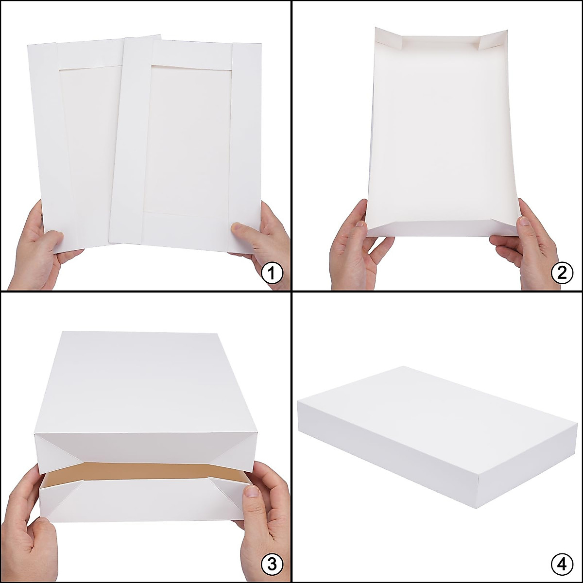 Moretoes 8pcs Gift Boxes with Lids for Presents, White Robe Boxes, Shirt Boxes Bulk for Wrapping Gifts, Christmas, Holidays, Birthdays, Father's Day, Graduations, Weddings (Large 14'' x 9.5'' x 2'')