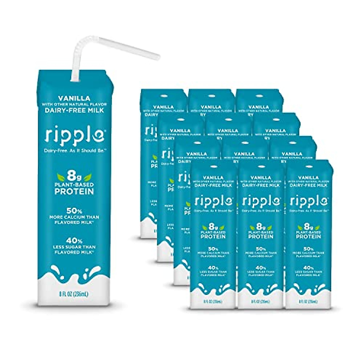 Ripple Vegan 8 oz Dairy-Free Milk, Vanilla (12 Pack) & Ripple Vegan 8 oz Dairy-Free Milk, Original (12 Pack) | 24 Pack