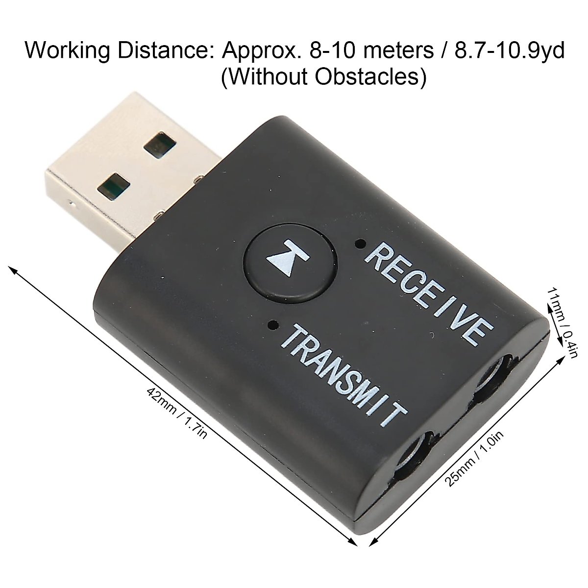 Garsentx Bluetooth 5.0 USB Dongle Adapter for PC, 2 in 1 USB Bluetooth Transmitter Receiver Adapter Wireless Transfer, Dual Output USB/AUX, for Computer TV Speaker Headset