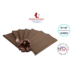 Chocolate Tissue Paper Squares, Bulk 24 Sheets, Premium Gift Wrap and Art Supplies for Birthdays, Holidays, or Presents by Feronia packaging, Large 20 Inch x 26 Inch