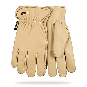Kinco Lined Grain Cowhide Leather Glove - Warm Heatkeep Thermal Insulation, Long Lasting Protection, Safe, Comfortable, Anti Fatigue Design - Farm, Construction, All Purpose, Ranch - Tan, Medium