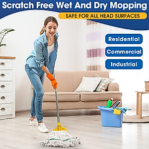 6 Pack Heavy Loop End Cotton String Mop Head Heavy Duty Mop Head Commercial Refills Mop Head Replacement for Home Industrial Commercial Cleaning (White, Green)