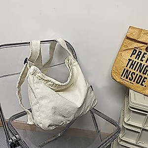 JQWSVE Canvas Messenger Bag Retro Hobo Crossbody Bag Lightweight Canvas Shoulder Tote Handbag for Women and Men