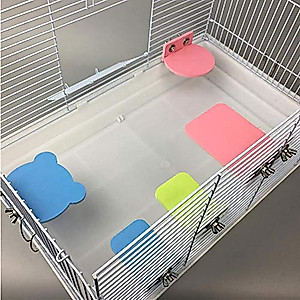 Oncpcare 3 Pcs Plastic Hamster Platform, Colourful Small Animals Stand, Decorating Little Gerbil Perch to Exercise, Funny DIY Plate Cage Accessories to Make a Different Ladder(Colour Random)