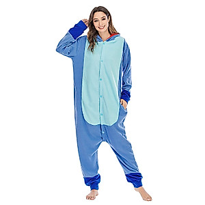 Etoson Onesie Cosplay Halloween Costume Unisex Animal Pajama,Blue,M
