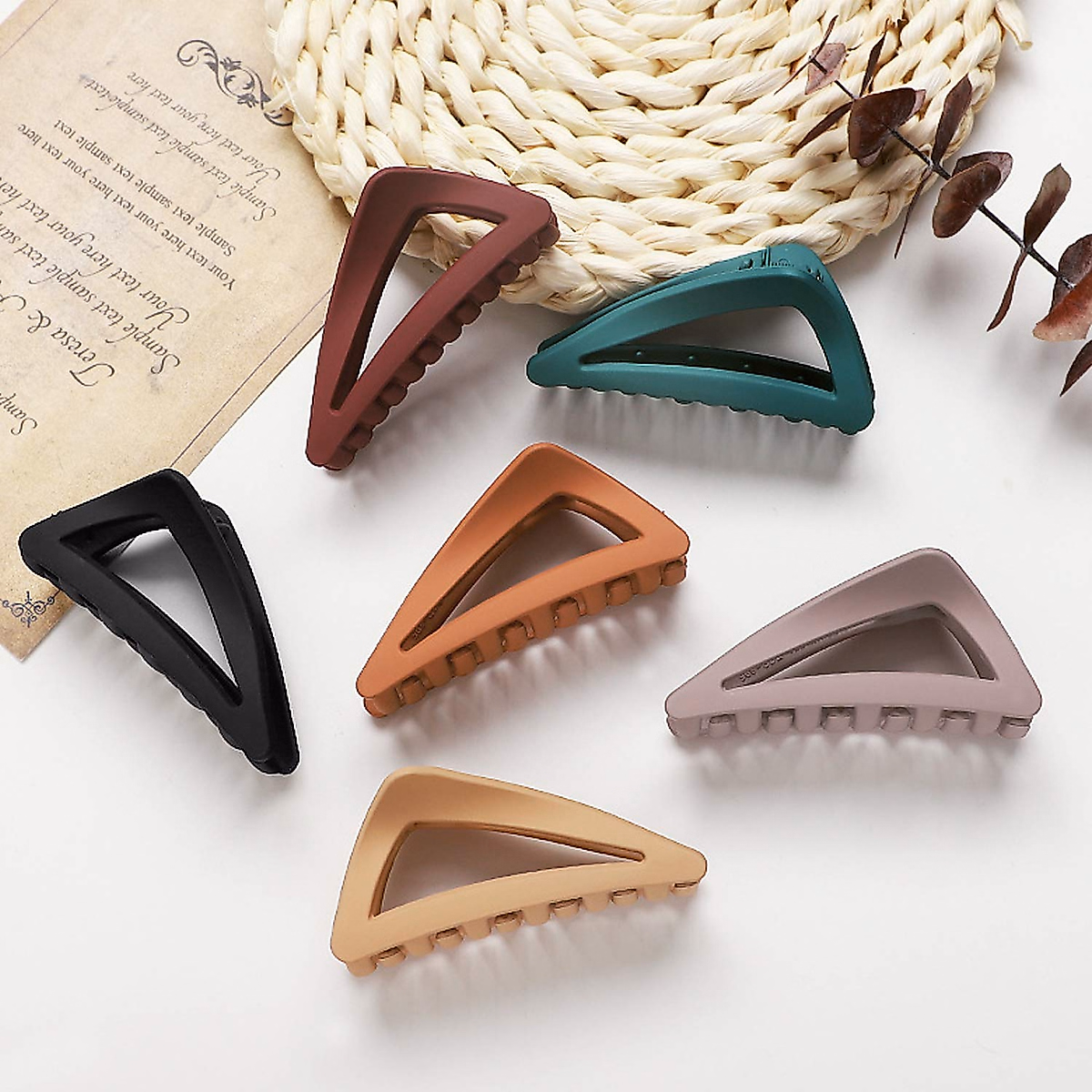 GKDKV Hair Claw Clips French Matte Hair Claw Triangle Plastic Hair Clips for Women and Girls Thin Hair, Strong Hold for Thin Curly Straight Long Hair (Vivid Color)