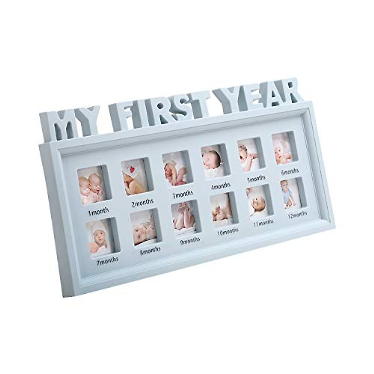 Picture Frames Baby My First Year Photos Frame Multi-Photo Photo Moments Keepsake Picture Frame Girls Boys Photo Impression Kit Album Newborn Baby Shower Frame Birthday Xmas Memories Christening Gift