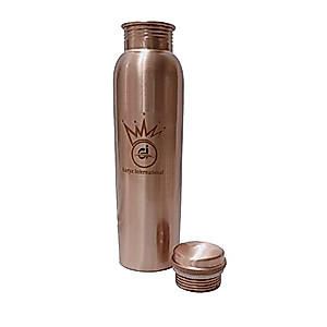 Pure Copper Water Bottle 34 Oz Ayurvedic Leak Proof copper vessel copper water storage 1 litre copper water bottle for ayurvedic health benefits Birthday Gift , Wedding Gift, Valentine day Gift