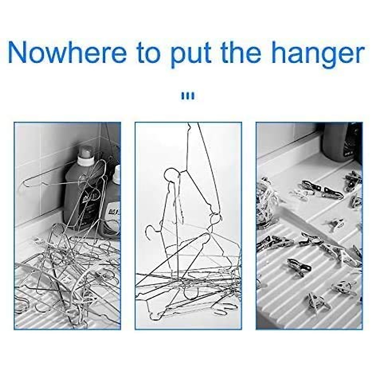 2-Section Stainless Steel Clothes Hanger Storage, Retractable Space Saving Clothes Hanger Storage Organizer, Wall Mount Clothes Rack Organizer, Adhesive or Drilling Installation(Length 10.6") 1