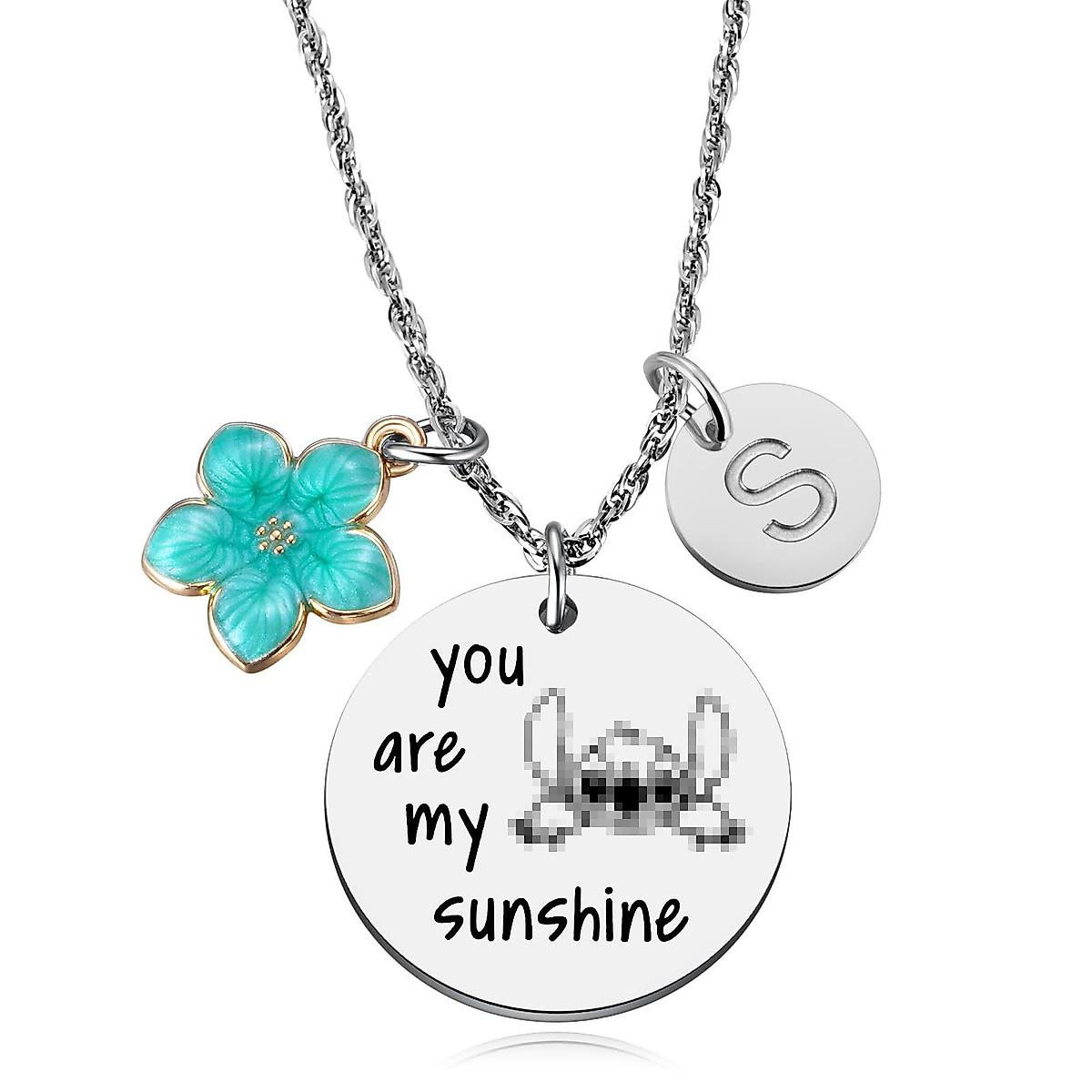MIXJOY To My Daughter Stitch Gifts You are My Sunshine Initial S Stitch Necklace&Sentimental Message Card for Teen Young Daughter Lilo and Stitch Jewelry Birthday