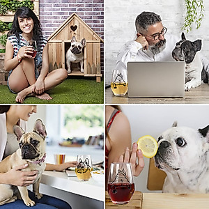 comfit French Bulldog Wine Glasses Set 2 - Funny&Cool Bulldog Puppy Dog Gifts for BullDog Lovers,Owners,Couples,Him,Her,Father,Mother with bulldog onBirthday,Anniversary18.5oz