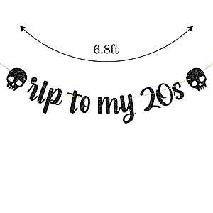 RIP to My 20s Banner, Happy 30th Birthday Banner Decor, Rip Twenties Party Supplies, Glittery Black