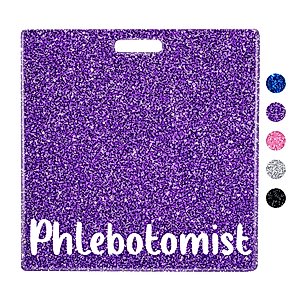 Plifal Phlebotomist Badge Buddy Card Holder Nurse Nursing Accessories Glitter Purple Horizontal ID Name Identification Tags Nurse Work Gifts