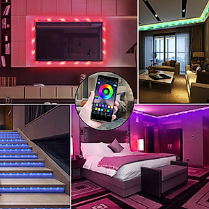 QZYL Led Lights for Bedroom,49.2 Feet Led Strip Lights,Music Sync Color Changing Flexible Rope Lights with Remote App Control Luces Led Strips Lights for Party Home Decoration