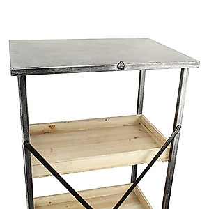 Cheung's Storage Rack Metal 4 Tier Shelf with 3 Wooden Shelves, Black, Gray