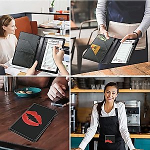 Custom Personalized Photo Picture & Text Server Books for Waiter, Cute Leather Server Pads with Zipper Pocket, Add Pictures Text Logo or Art Design and Make Your Own Customized Waitstaff Organizer