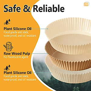 Air Fryer Liners Disposable,125PCS Air Fryer Liners, 8 Inch Non-stick Oil Resistant Airfryer Liners, Unbleached Round Parchment Paper Liners for 5-8QT Air Fryer, Baking, Roasting Microwave