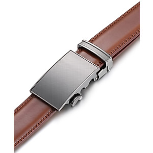 Marino Avenue Ratchet Belts for Men - Adjustable Mens Belts Leather with Automatic Buckle - Enclosed in an Elegant Gift Box - Radiant Ore - Burnt Umber - Adjustable from 28" to 44" Waist