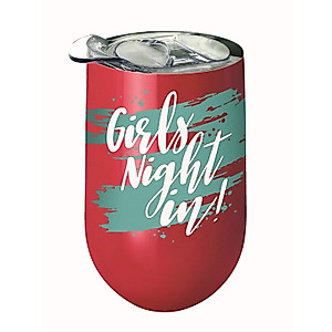 Spoontiques 16939 Girls Night in Stainless Wine Tumbler, Red