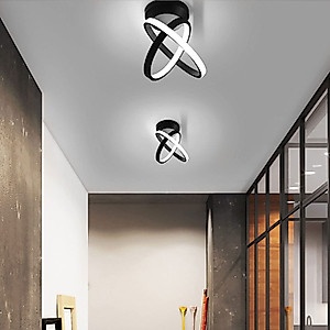 CANEOE Black Led Ceiling Light, 6000K Modern LED Ceiling Lighting Fixtures, Metal Creative Design Ceiling Lamp for Living Room Bedroom Corridor Aisle Hallway Indoor Ceiling Lamp (Cool White)