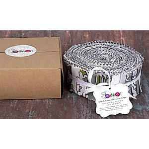 Soimoi 40Pcs Block Print Precut Fabrics Strips Roll Up 1.5x42inches Cotton Jelly Rolls for Quilting - Black