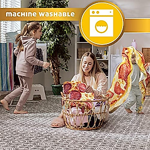natu2eco Pizza Blanket Adult Size, Funny Gifts Food Throw Sausage Cheese Pepperoni Novelty Realistic Flannel Fleece Soft Cozy Round Nap Blanket Wrap Nursery for Family Weird Stuff Unique Ideas 72 inch