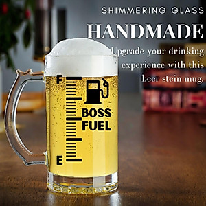 Onebttl Boss Gifts for Men Beer Lovers - 17 oz Heavy Beer Stein Mug with Handle for Boss as Birthday Christmas Gift - BOSS FUEL