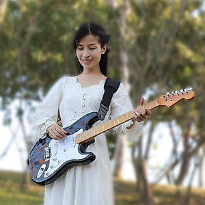 Rayzm Guitar Strap, Adjustable Cotton Strap for Acoustic/Electric/Bass Guitar, with a Shoulder Pad Pressure Release for Comfortable Playing