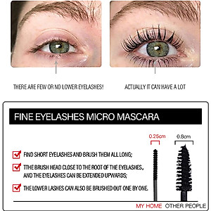 Honey Whisper 4D Mascara for Fine Short Eyelash, Waterproof Extra Long Lash Eyelashes,Voluminous Eyelashes, Long Lasting, Smudge-proof，Black (0.1 fl. Oz)