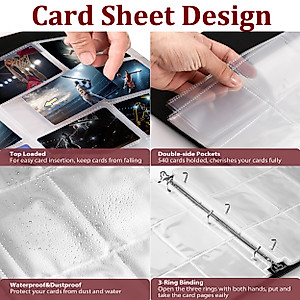 WOT I Deluxe Trading Card Binder, 540 Pockets Collectible Card Binder Sleeves, Refillable Leather 3 Ring Binder with Double Sided Pockets for Holding Cherished Cards - Red