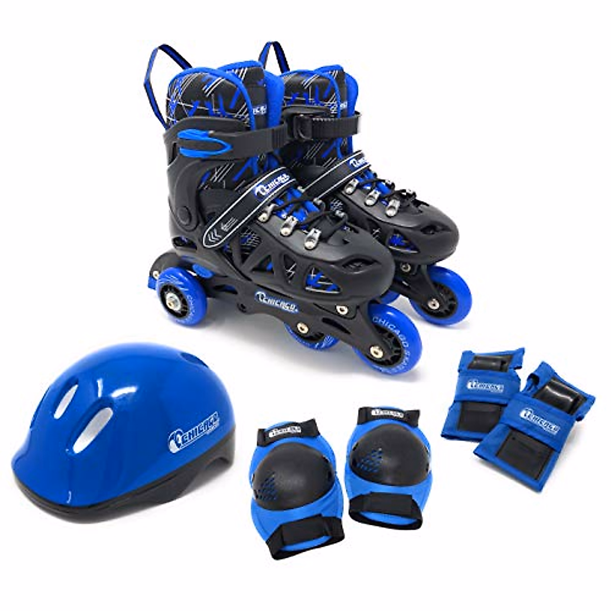Chicago Skates Inline Training Skate Combo Set - Blue, Boys - Small Sizes J10-J13