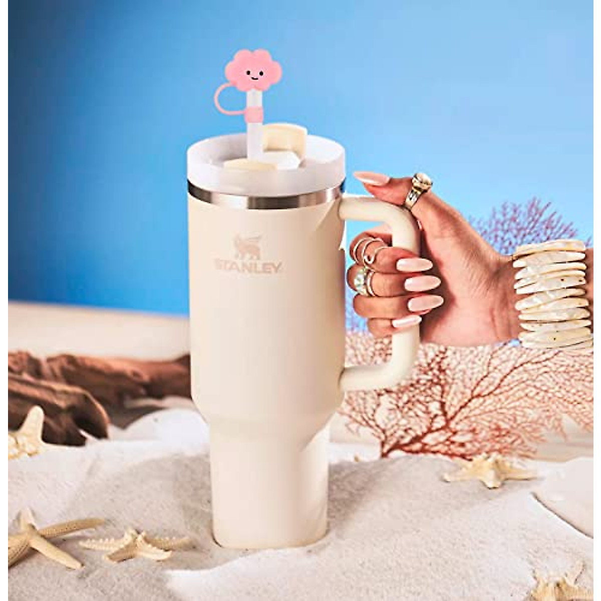 10mm Straw Cover, 3pcs Straw Covers Cap for Stanley Cup 40 oz 30 oz Food Grade Silicone Cute Large Cloud Straw Topper Straw Tips Cover Protector Plugs for Stanley Tumblers for Stanley Cup Accessories