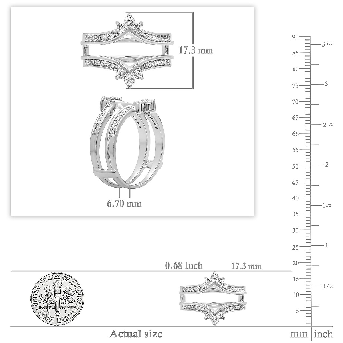 Dazzlingrock Collection 0.40 ctw. Round White Diamond Anniversary Enhancer Ring in 14K White Gold, Size 6.5