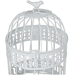 Deco 79 Metal Round Birdcage with Latch Lock Closure and Hanging Hook, Set of 2 16", 12"H, White