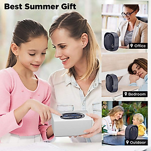 Mini USB Desk Fan Battery Operated, Duoai 2500mAh Desktop Rechargeable Small Quiet Personal Fans Portable with 360°Rotation 3 Speeds for Office Home Library Dorm Bedroom Car Outdoor Travel, Blue