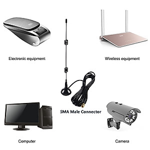 AEDIKO 2pcs 2.4GHz 7dBi WiFi Booster Antenna WiFi Antenna SMA Male Connector for WiFi Security Camera/WiFi Router/Wireless Network Card/USB Adapter