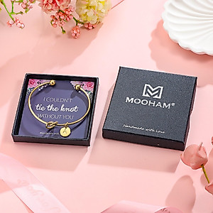 M MOOHAM Gold Bracelets for Women - Gold Tie the Knot Bridesmaid Bracelet with Initial C Bridesmaids Gifts for Wedding, Matron Maid of Honor Gift